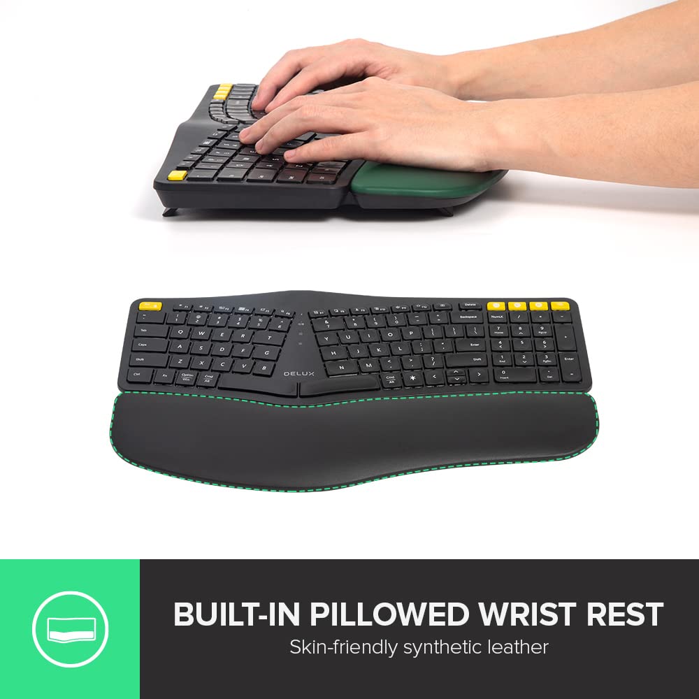 DeLUX Wireless Ergo Keyboard Mouse Combo GM902Pro and M618XSD