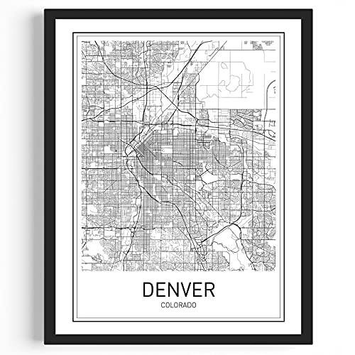 Denver Map Print Denver Map Art Colorado Print City Maps Map Print Map Art Print Black and White Map Wall Art Map Art Modern City Art Scandinavian Poster City Map Poster 8x10
