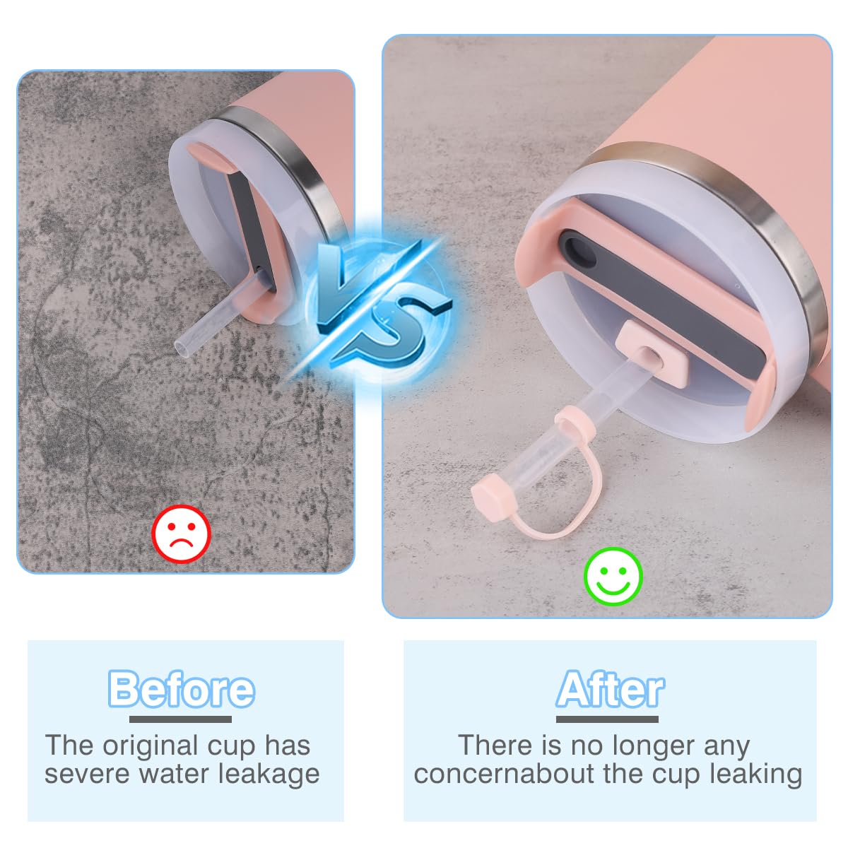 BGAANM Silicone Spill Proof Stopper Set Compatible with Stanley Quencher H2.0 FlowState Tumbler 40oz/ 30oz, Accessories Include 2 Straw Cover Cap, 2 Square Spill Stopper, 2 Round Leak Stopper (White)