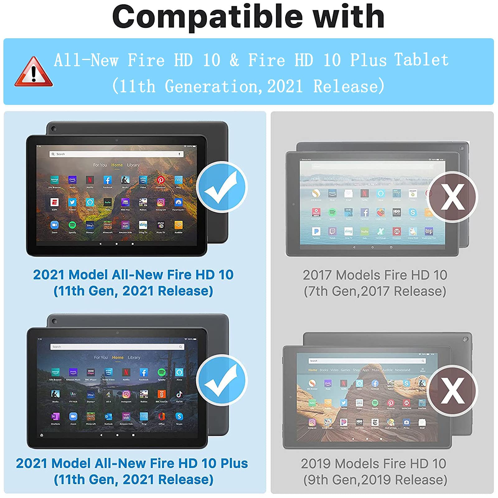 Case for All-New Kindle Fire HD 10 and Fire HD 10 Plus Tablet (Only Compatible with 11th Generation 2021 Release) Ultra Lightweight Slim Shell Stand Cover with Auto Wake/Sleep Two Stand Modes(Black)