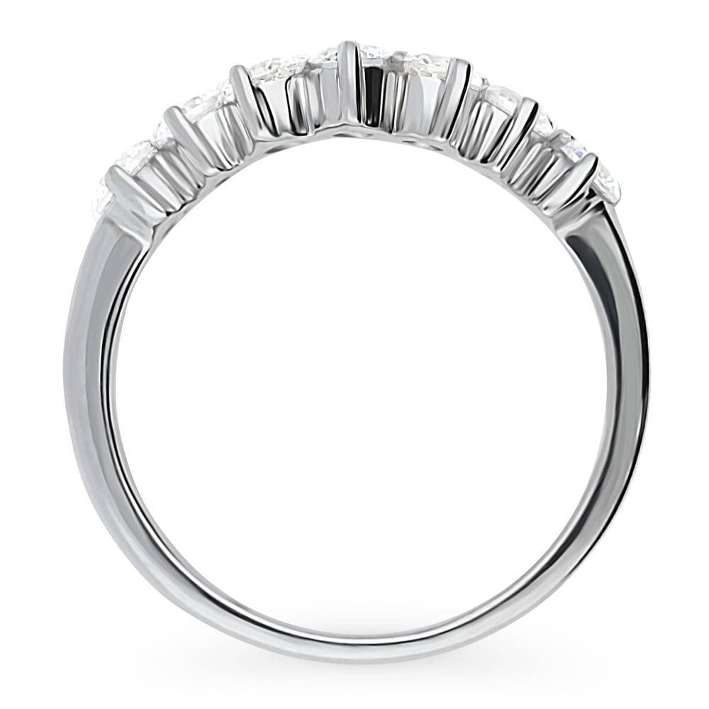 BERRICLE Sterling Silver 7-Stone Wedding Rings Cubic Zirconia CZ Wishbone Anniversary Curved Half Eternity Ring for Women, Rhodium Plated Size 5.5