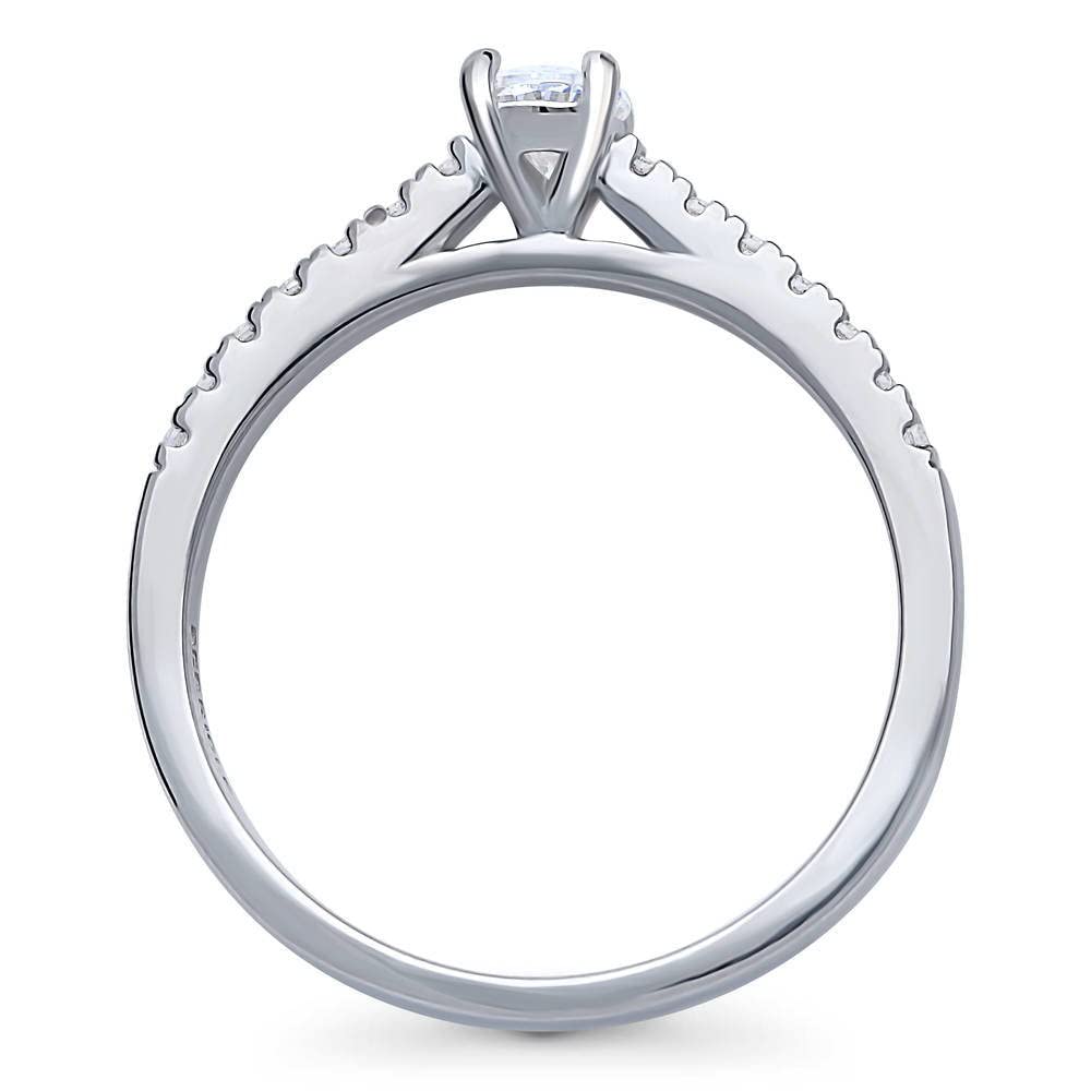 BERRICLE Sterling Silver Solitaire Wedding Engagement Rings 0.4 Carat Oval Cut Cubic Zirconia CZ Promise Ring for Women, Rhodium Plated Size 6