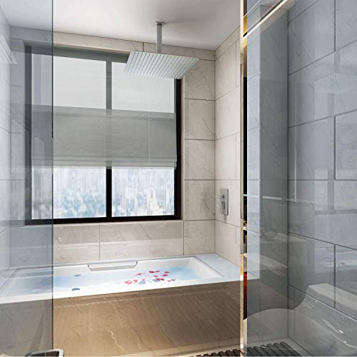 Derpras 16 Inch Square Rain Shower Head, 304 Stainless Steel, Ultra Thin High Pressure Bathroom Rainfall Showerhead (Brushed Nickel) (324 Jets)