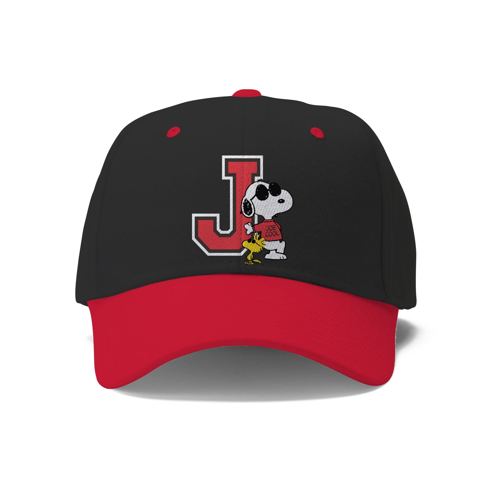 BRIEF INSANITY Snoopy Joe Cool Baseball Cap - Custom Fitted Cartoon Themed Snap Back Hat | Unisex Adult Trucker Cap
