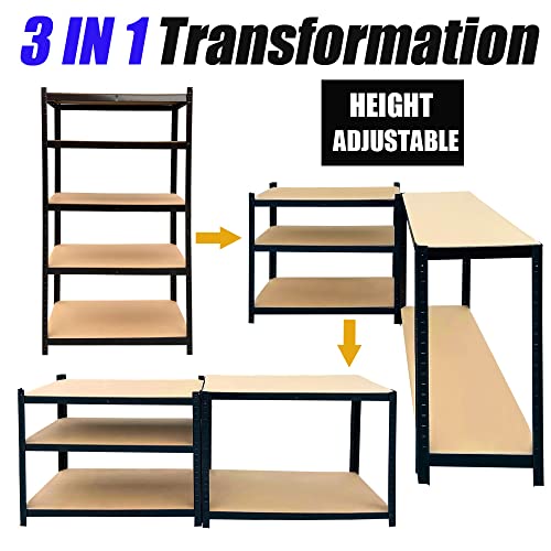 JAOSY Garage Storage Shelves Heavy Duty, Adjustable Shelves 30" Lx12''Wx66 H Shelving Unit with 5-Shelf, Racking Shelf Heavy Duty Garage Shelving Storage Shelves Black Metal Shelf