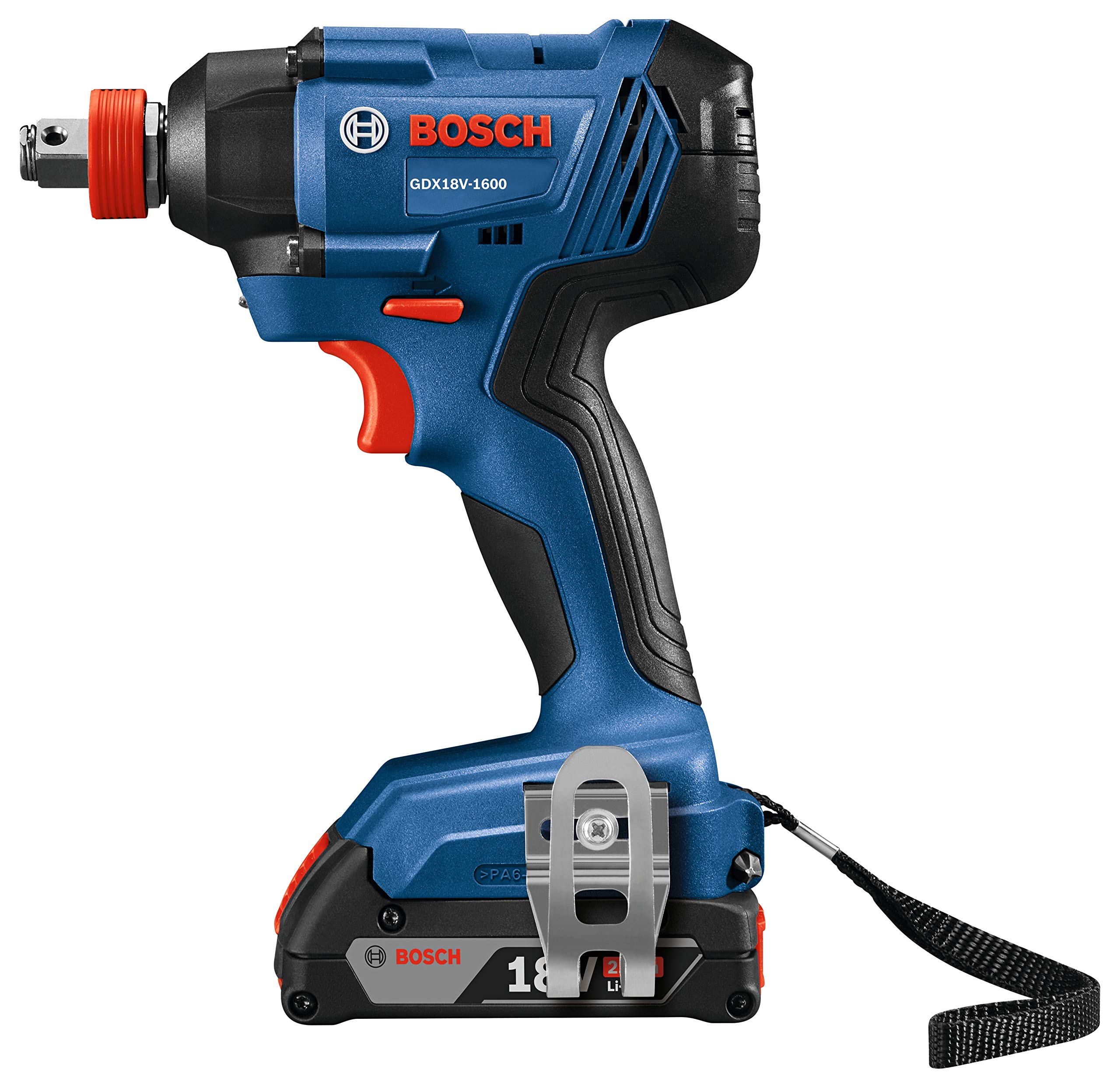 BOSCH GDX18V-1600B12 18V Freak 1/4 In. and 1/2 In. Two-In-One Bit/Socket Impact Driver KitwithBOSCH ITBHQC201 2 1/4", Impact Tough Quick Change Bit Holder