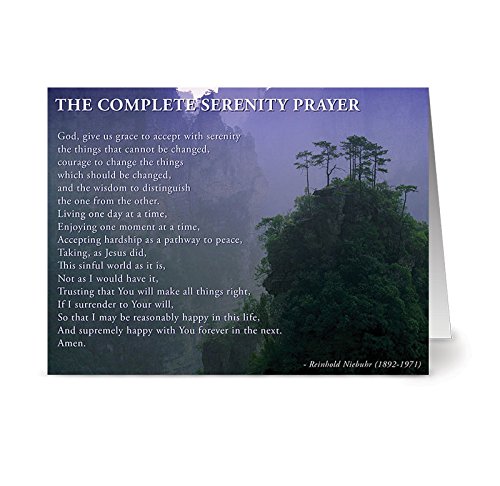 Sobriety Greeting Cards – 24 Pack – Sobriety Prayers Note Cards – Unique Design – Kraft ENVELOPES Included – Blank Greeting Card – Glossy Cover Blank Inside – by Note Card Café