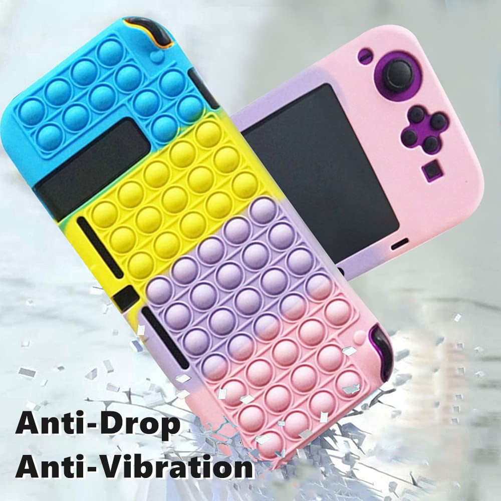 Case for Nintendo Switch - Vicbuy Soft Silicone Full Body Protective Case Cover for Switch Games, [Anti-Slip] [Shock Proof] [Anti-Scratch] Grip Cover - Cases for Switch Controllers (Colorful Bubble)