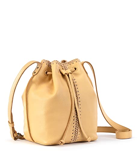 The Sak Womens Ivy Leather Drawstring Bucket, Buttercup, One Size US