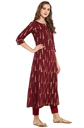 Janasya Indian Women's Tunic Tops Cotton Kurti for Women(JNE3030-KR-XXXL) Red