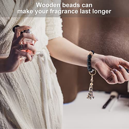 Pusunas Key Chains Women for Car Key Ring Bracelet,Keychain Wristlet,Silicone Beaded Bangle Chains