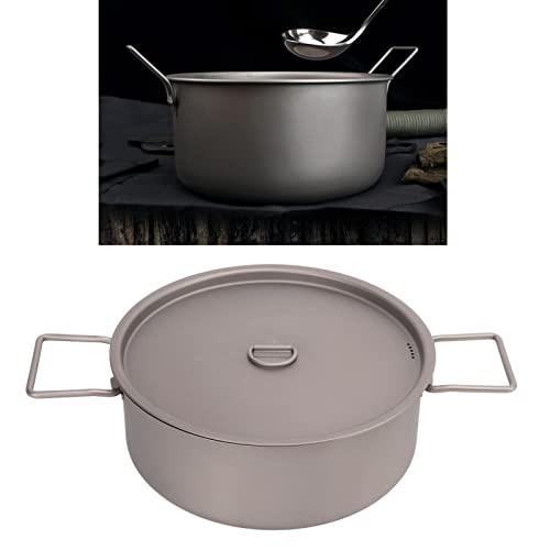 COAECJ Titanium Camping Pot 2L, with Lid and Folding Handle, Camping Cookware for Outdoor Travel Walking Hiking Fishing Beach Picnic Mountaineering Backpacking Camping Pot