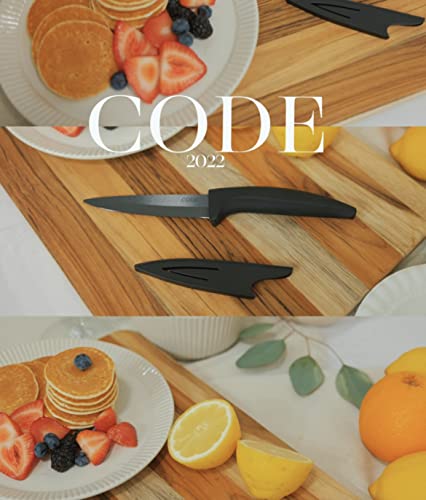 Code Master 4-inch Paring Ceramic Knife With Black Handle and Black Blades Cover and Gift Box Included