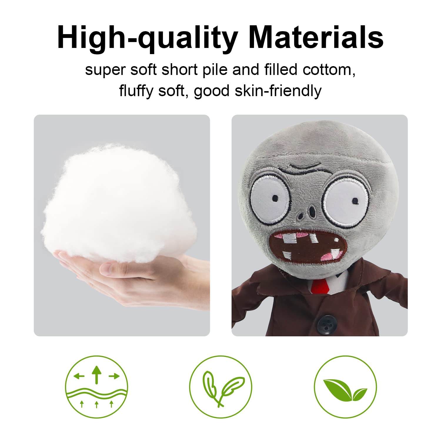 Maikerry 1 PC PVZ Zombies Plush Toy Brown Coat Normal Zombies Toys,Halloween Christmas Birthday Decoration Zombie Plush Doll