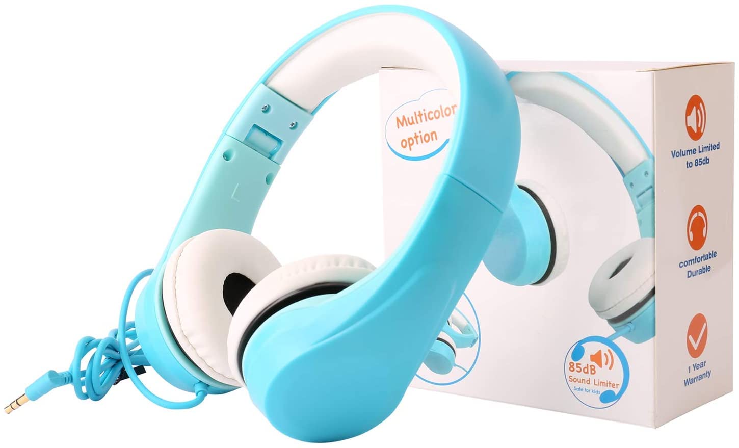 KPTEC Kids Headphones, Wired Girls Headphone with Microphone 93dB Volume Limited, On-Ear Foldable Headset for School Students/Toddler/Children/iPad/Tablet, 3.5mm Jack, Pink