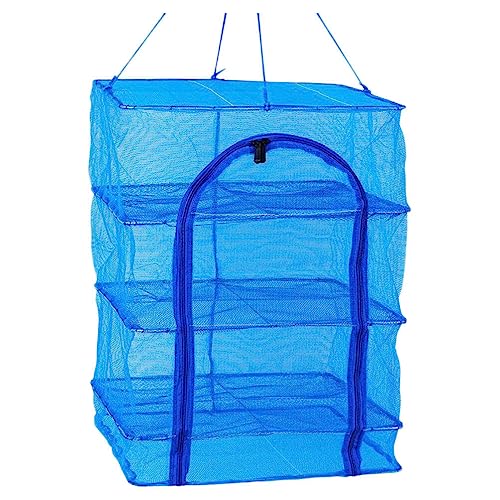 Gatuida Hanging Drying Net, 4 Layers Foldable Fish Mesh Hanging Drying Rack for Shrimp Fish Fruit Vegetables(66X50cm) Hanging Dryer Rack