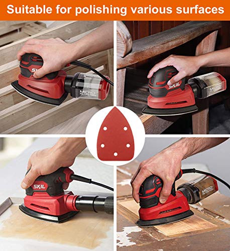 Detail Sander Paper, 120-600 Grits, Hook and Loop Backing, 5 Holes, for Sanding and Polishing, 60 Sheets