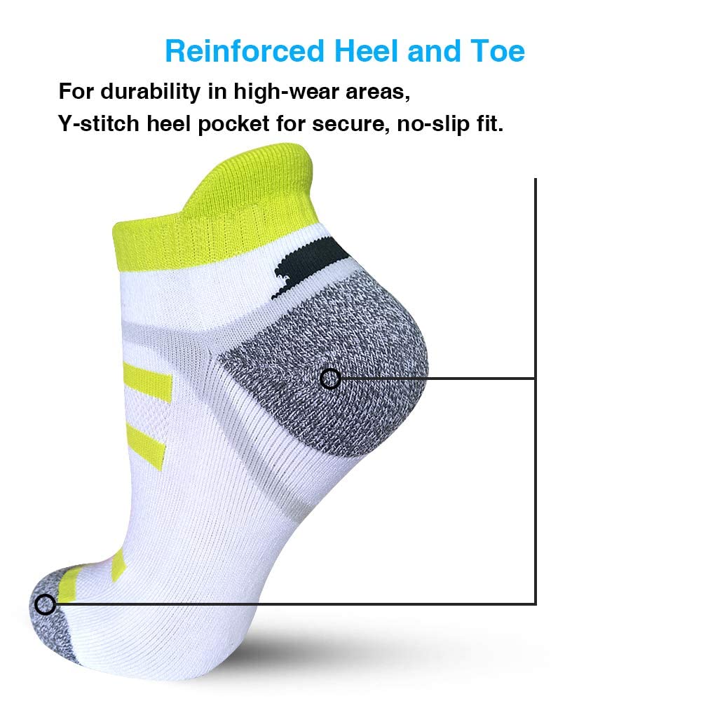 BERING Women's Performance Athletic Ankle Running Socks, Size 7-9, White, 6 Pairs