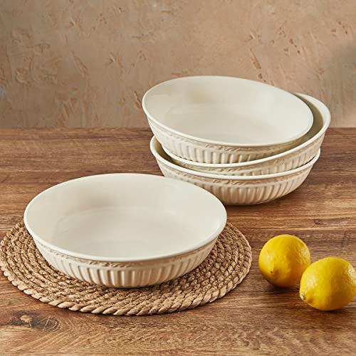 Mikasa Italian Countryside Set of 4 Pasta Bowls, 9.25 Inch, Cream