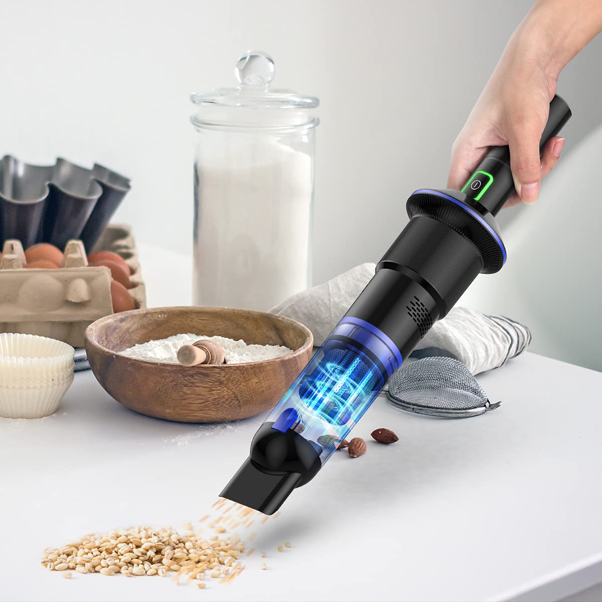 Zyrik Handheld Vacuum Cordless, Lightweight at 1.09 lbs with 15kpa Powerful Suction, Charging Dock, Single Touch Empty and Detachable Dust Cup Portable Hand Vac for Home Pet Hair Car Cleaning