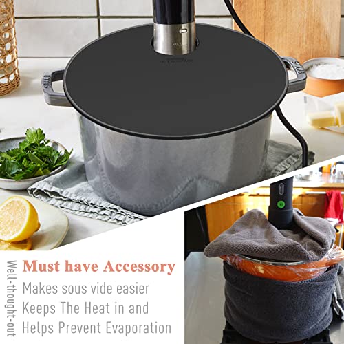 Sous Vide Lid for Precision Cooking - Fits Anova Culinary Sous Vide Precision Cooker, Sous Vide Silicone Lid Fits for Standard 10 1/2" Pot - Helps to lessen evaporation Great for long term cooking