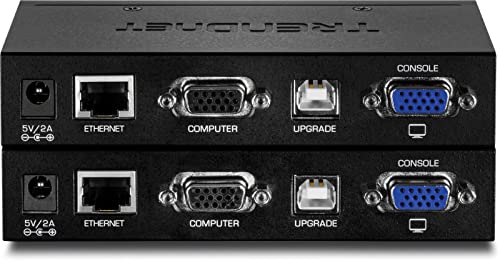 TRENDnet KVM Extension Kit, Extend Keyboard/Video/Mouse Controls, up to 100 Meters (328 ft.), Hot-Keys, Transmitter, Receiver, PS/2, VGA, TK-EX4