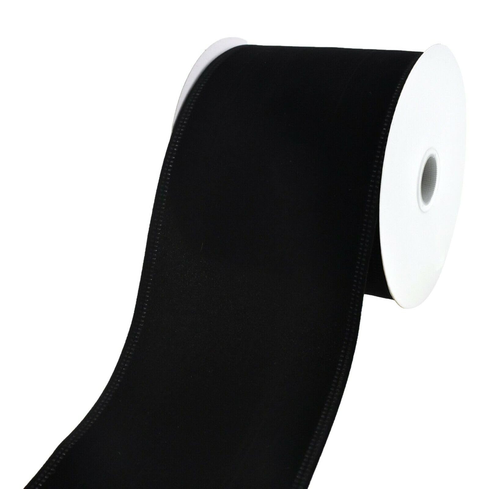 Black Christmas Velvet Wired Edge Ribbon, 4-Inch, 10-Yard Buy from TChoice