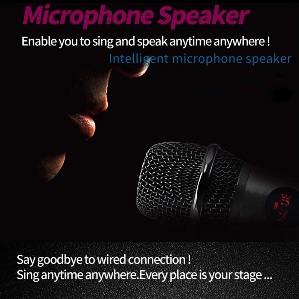 Bluetooth Microphone, JeKaVis J-M01 Protable Wireless Karaoke Microphone Speaker Singing Machine with Marvelous Echo Effect for Birthday/Christmas (Black)