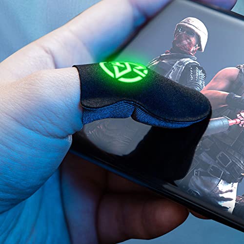 Gecorid Finger Sleeves - Anti-Sweat Thumb Sleeves with Silver Fiber,0.3mm Luminous Thumb Sleeves Mobile Finger Protector Breathable Seamless Thumb Finger Sleeve for Mobile Game Controllers