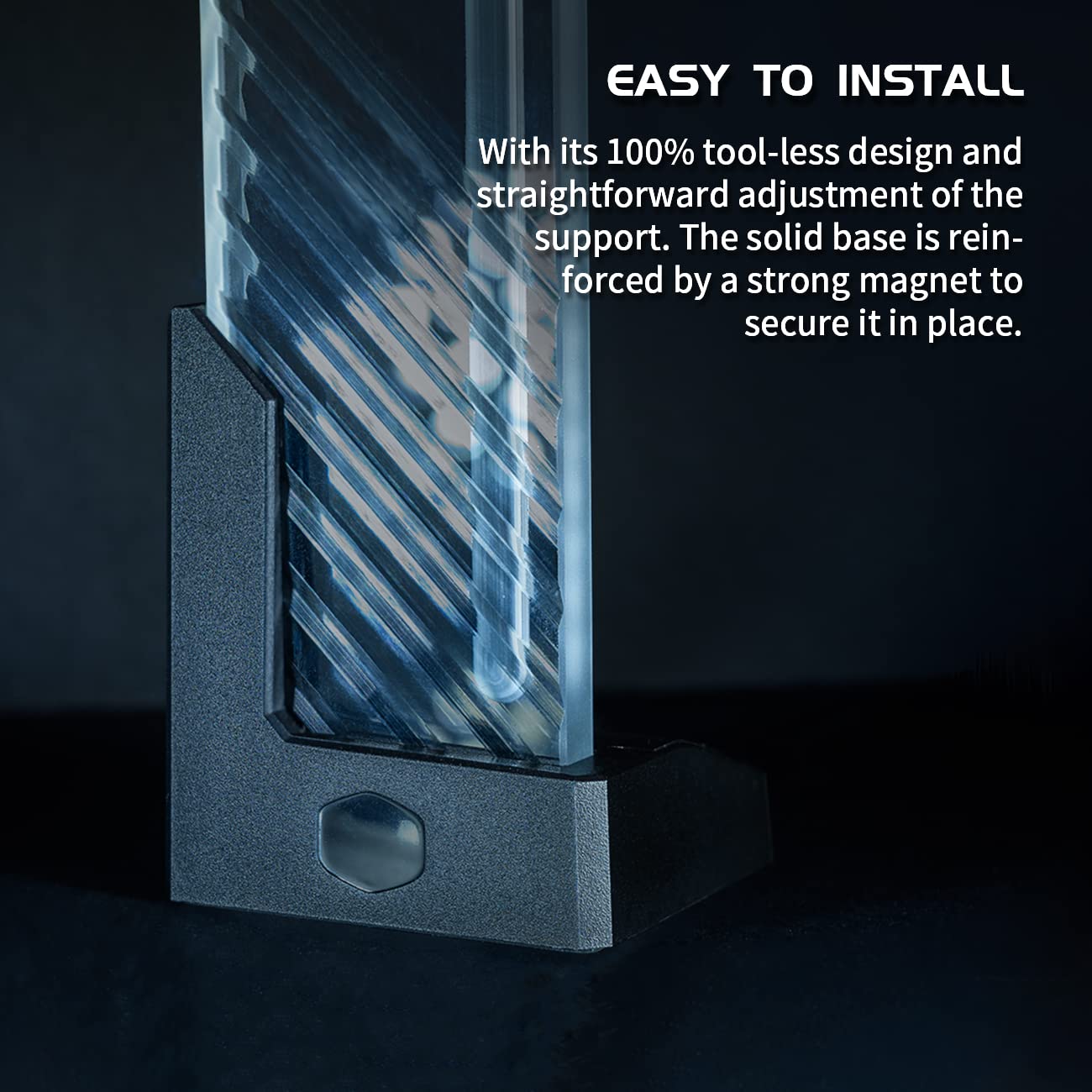 COOLERMASTE R GPU Support Bracket ARGB 3-Pin, Edge-Lit Tempered Glass, Transparent Universal GPU Bracket