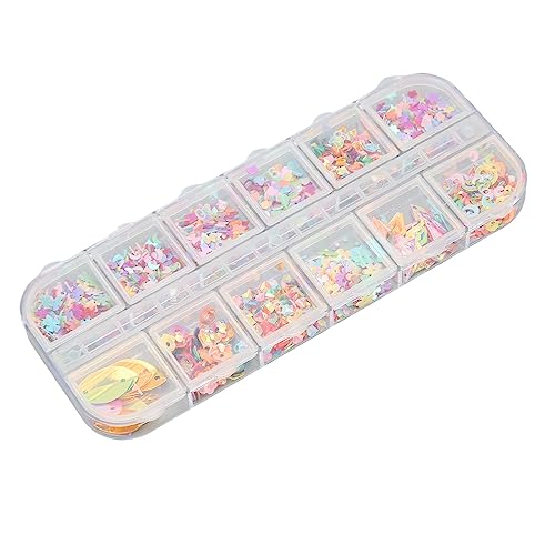 Tgoon Art Glitter Sequins, Portable Shiny Nail Decals Flakes for Nail Art Craft Makeup