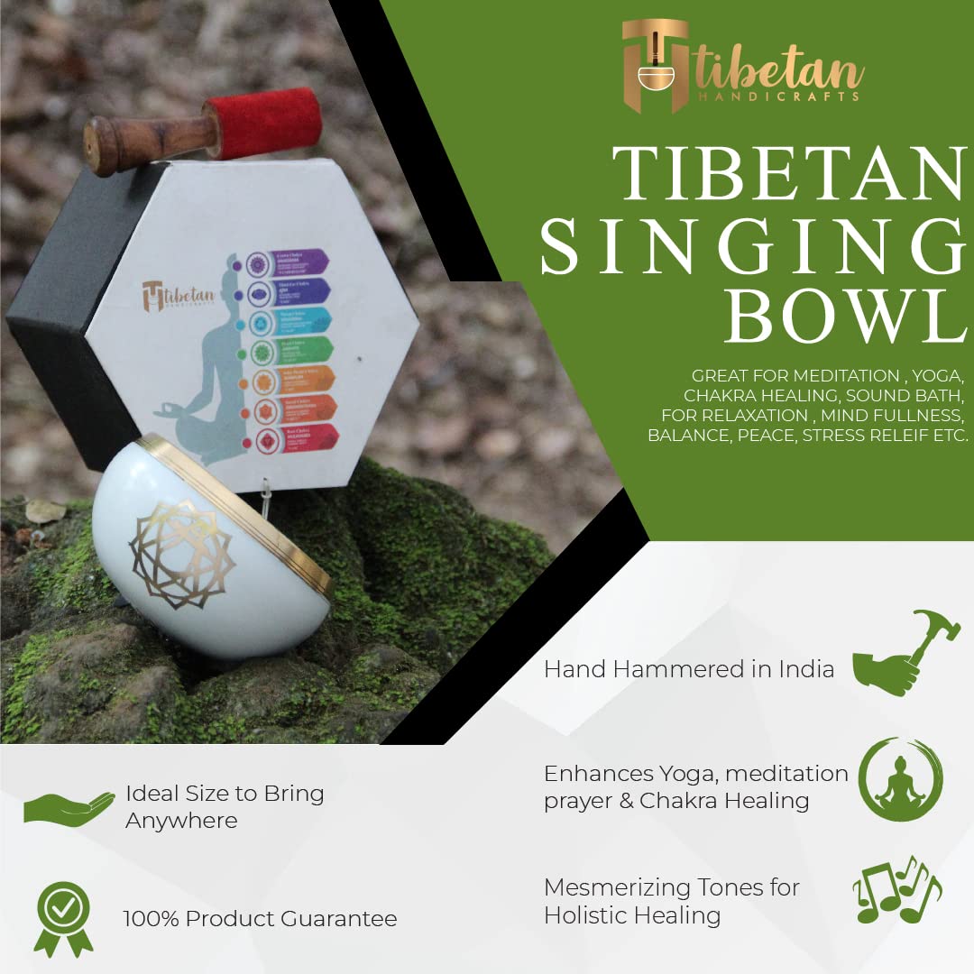 Tibetan Singing Bowl Set - Easy To Play Authentic Handmade For Meditation Sound 7 Chakra Healing by Tibetan Handicrafts