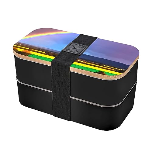 Evening Rainbow Adult Lunch Box, Bento Box, With Cutlery Set Of 3, 2 Compartments, Rectangular, Lunch Box For Adults
