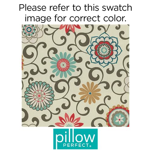Pillow Perfect Outdoor/Indoor Pom Play Peachtini Throw Pillows, 18.5" x 18.5", Blue, 2 Count