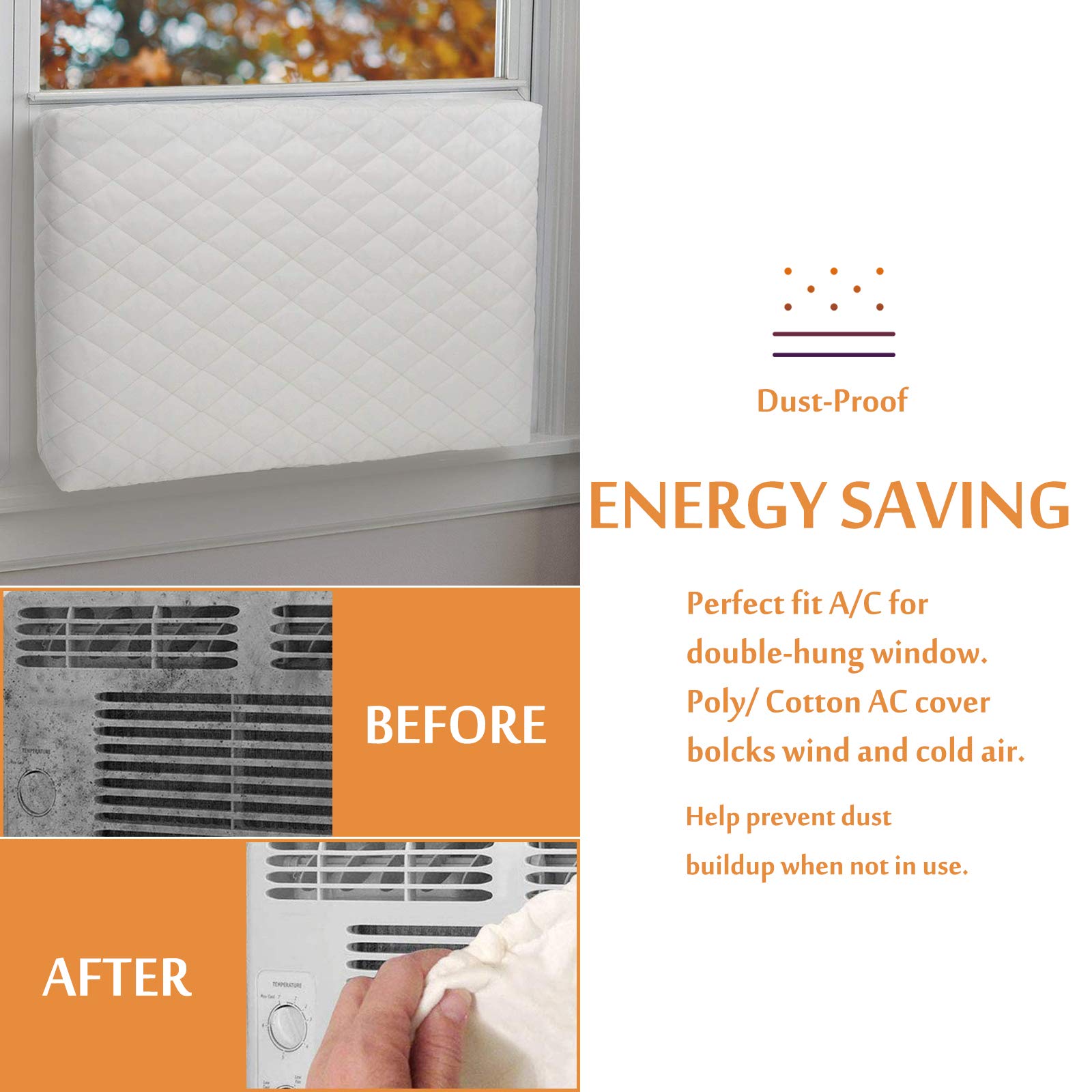 Foozet Indoor Air Conditioner Cover Double Insulation, Small, Cream