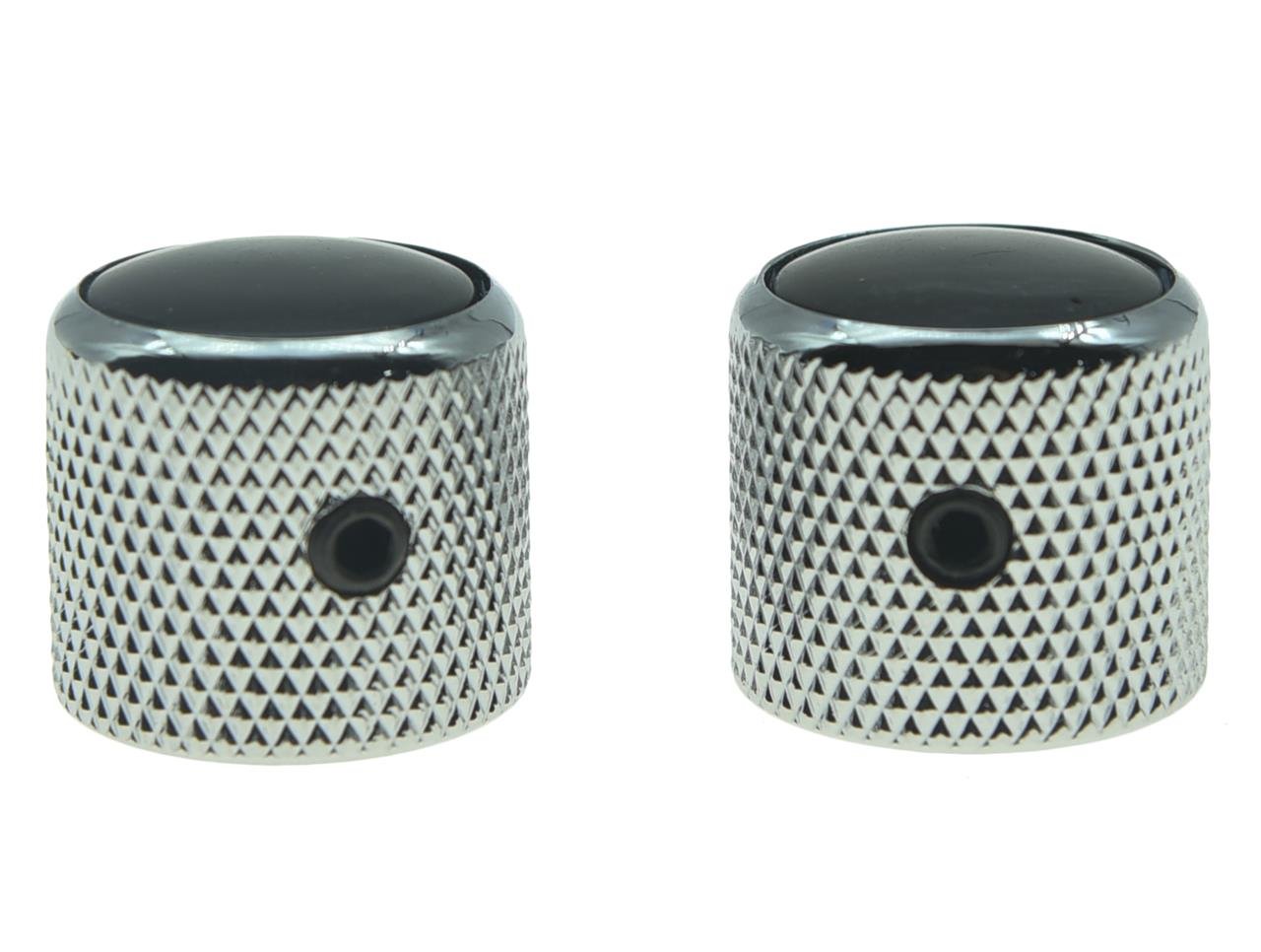 KAISH Set of 2 Black Pearl Top Guitar Dome Knobs with Set Screw for Tele Guitars Black Pearl Cap Bass Chrome Knobs