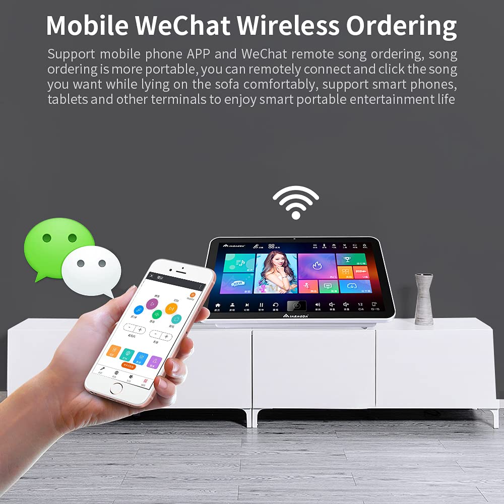 Chinese Karaoke Machine,Touch Screen Phone Remote & App Control Cloud Download Songs All In One Karaoke System,KTV Singing Karaoke Player for Family Bar Home Party