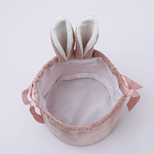 EMBRUNIOICE Easter Candy Gift Bags for Baby,Velvet Bunny Easter Treat Bags,Easter Egg Hunt Bags,Easter Drawstring Goodie Gift Bags for Baby Party Supplies(Pink)…