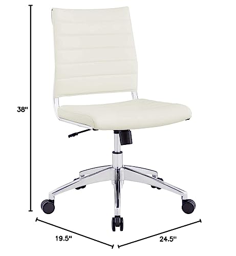 Modway Jive Ribbed Armless Mid Back Swivel Conference Chair In White
