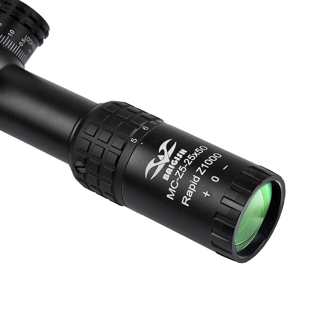 BAIGISH 5-25x50 Rifle Scope FFP Optics Sight Hold-Over Reticle(Christmas Tree Reticle)