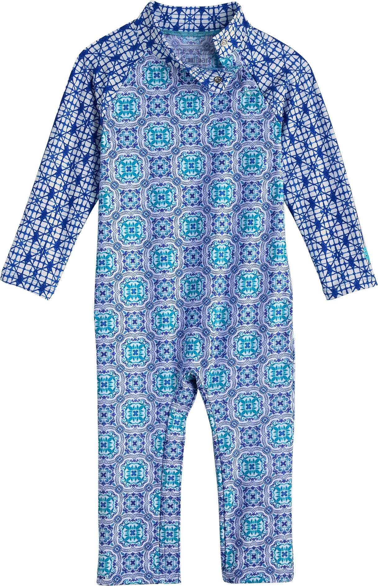 Coolibar UPF 50+ Baby Beach One-Piece Swimsuit - Sun Protective (2T- Sailor Myko Medallion)