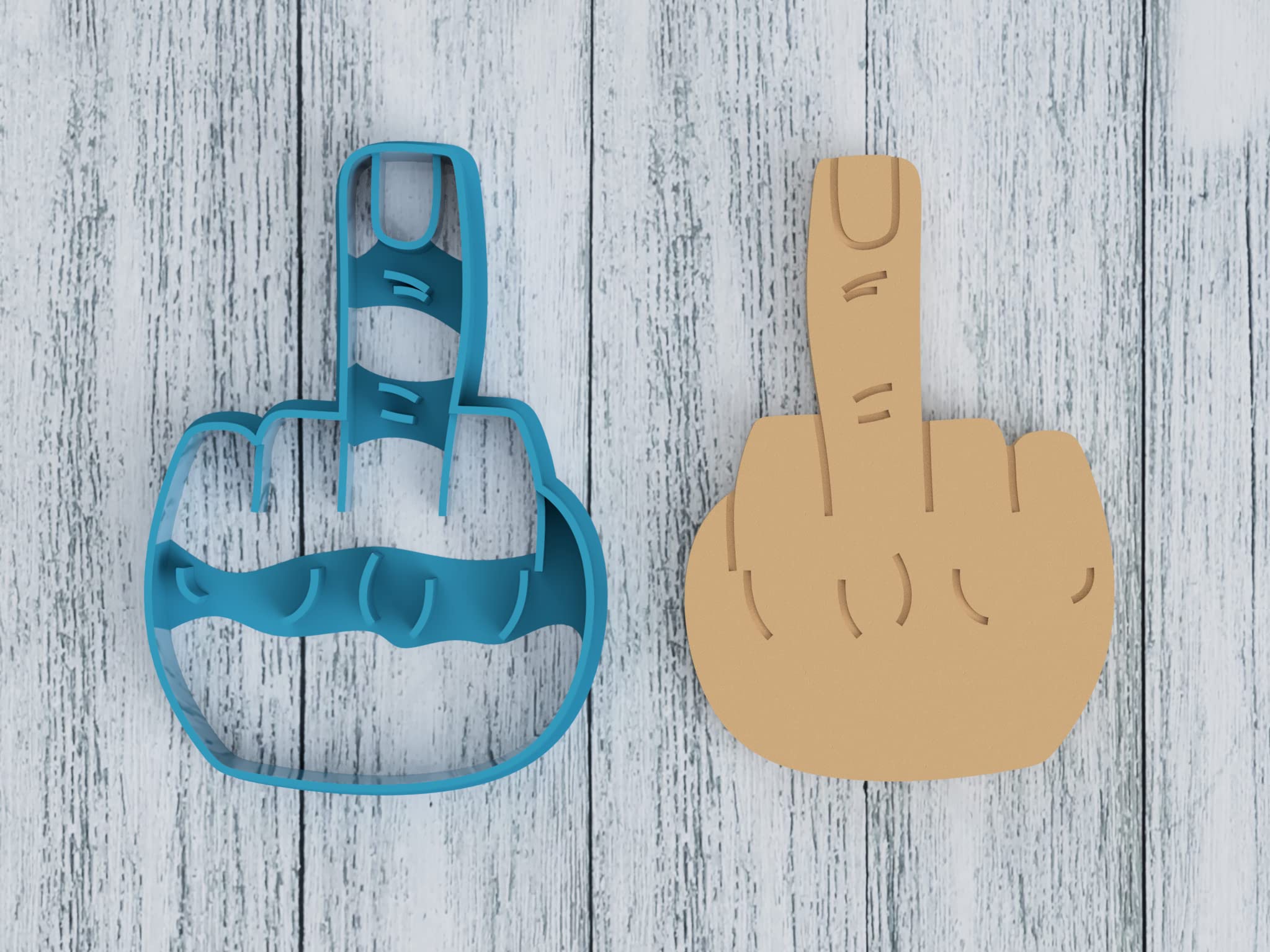 Detailed Middle Finger Cookie Cutter - Funny Offensive Inappropriate Flipping the Bird (0008)