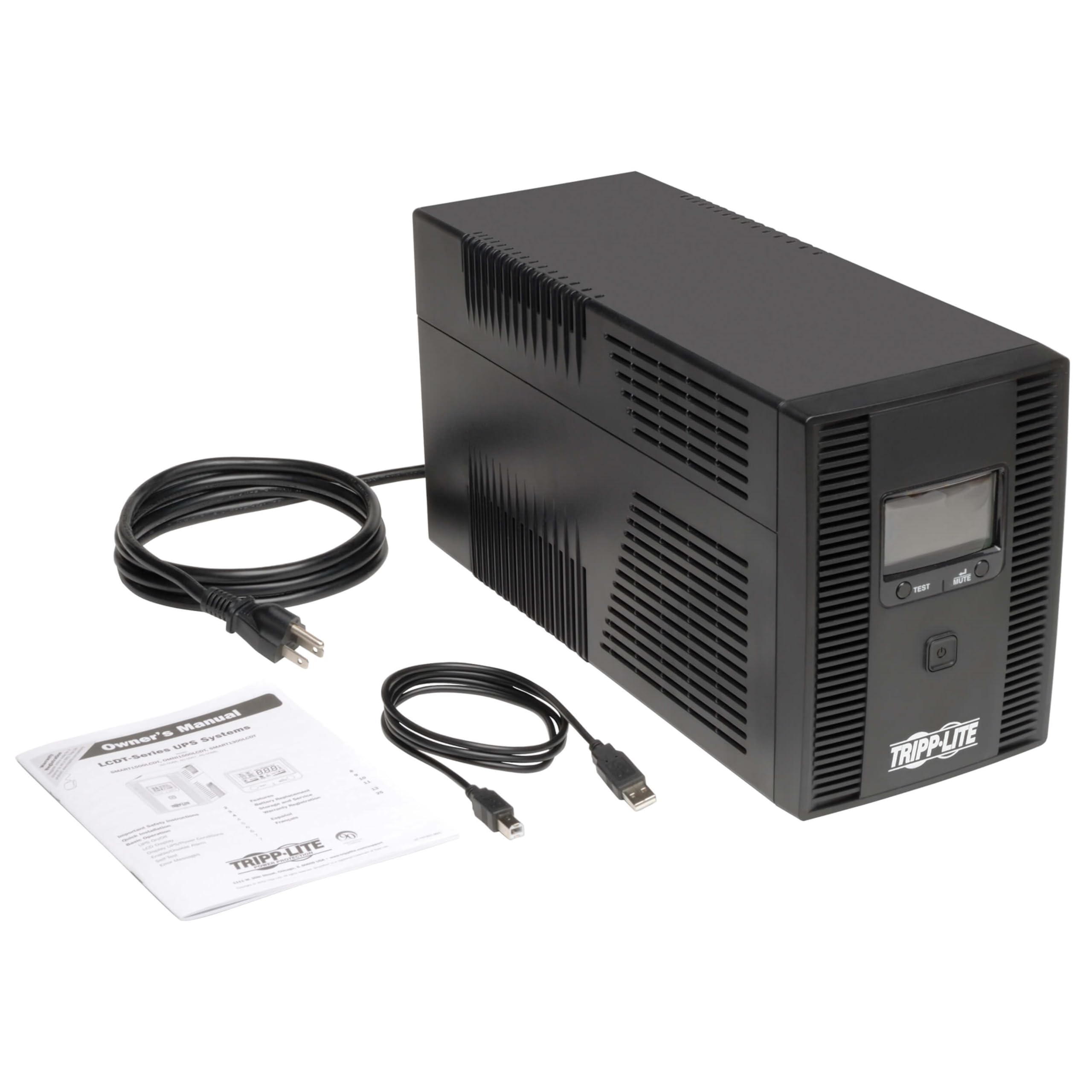 Tripp Lite OMNI1500LCDT 1500VA UPS Battery Back Up AVR LCD Display 10 Outlets 120V 810W Tel & Coax Protection USB, 3 Year Warranty & $250,000 Insurance, Black