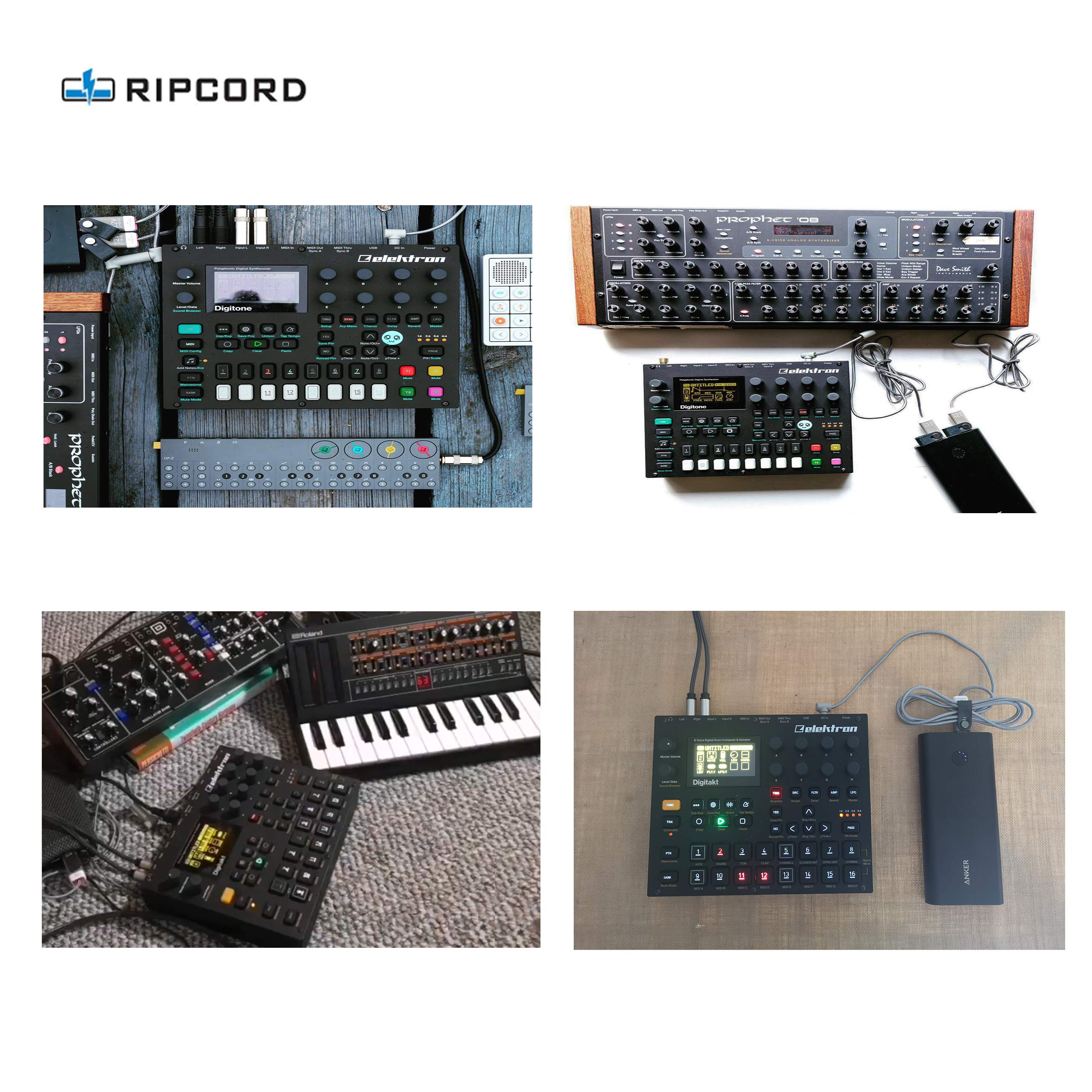 myVolts Ripcord USB to 12V DC Power Cable Compatible with Elektron Octatrack MKII Sampler