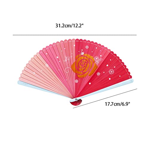 BAIHOGI Folding Hand Fan Women Hand Held Folding Fans Chinese/Japanese Style Butterflies Engraved Pattern Folding Hand Fan for Festivals Wedding Chinese Handheld Fan (Color : Green)