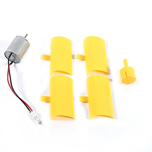 DEWIN DC Motor - DIY Kit Small Motor Micro Vertical Wind Turbines Small Motor Blades Generator Blades Breeze Electricity Generator (Yellow)