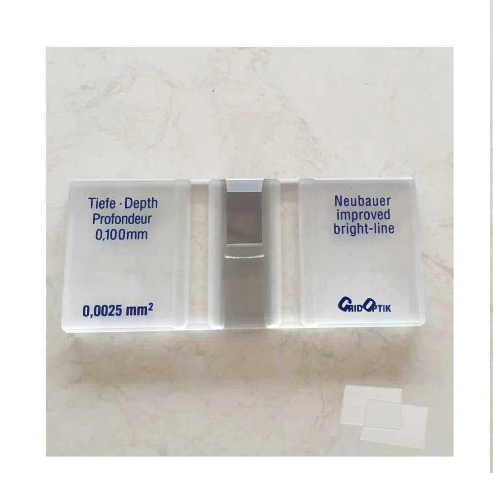 Cell Counting Chamber,Improved Neubauer Hemocytometer with Bright Line and 2 pcs Cover Glass