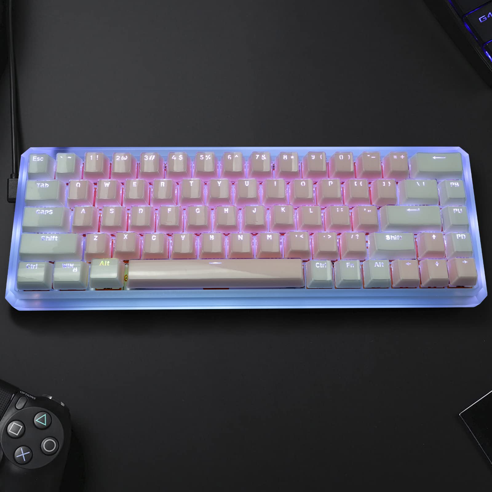 Crystal Keycaps,OEM Keycaps Pink Keycaps with Keycaps Puller for Mechanical Keyboard Compatible with MX-Clone Switches (Pink)