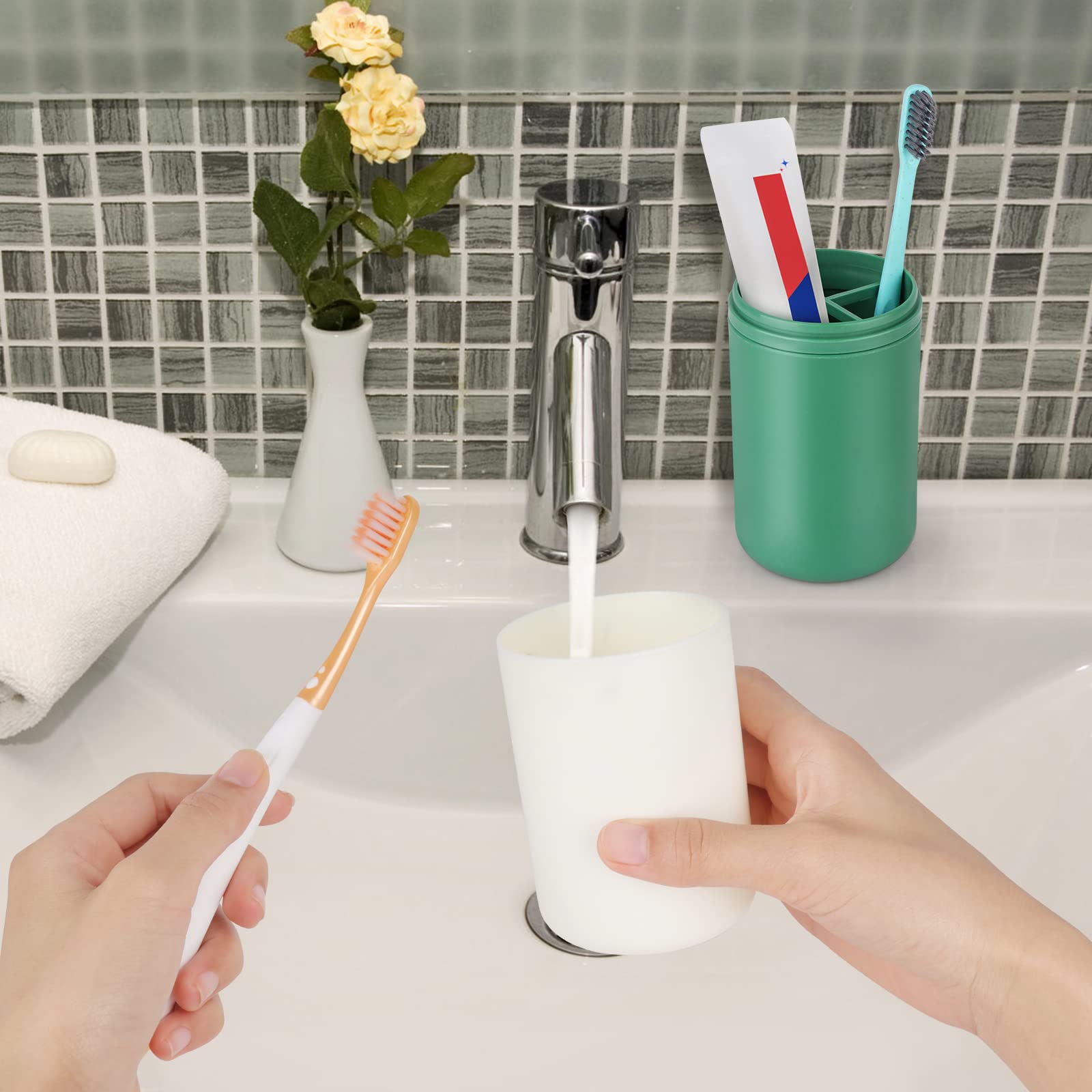 Hooqict Travel Toothbrush Case Portable Toothbrush Carrier Case Plastic Toothbrush Storage Case Cover Toothbrush Cup Container for Travelling, Camping, Bathroom, Home, School