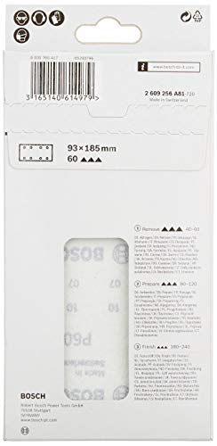 Bosch Home and Garden 2609256A81 10-Piece Sanding Sheet Set for Orbital Sanders 93 x 185, 60